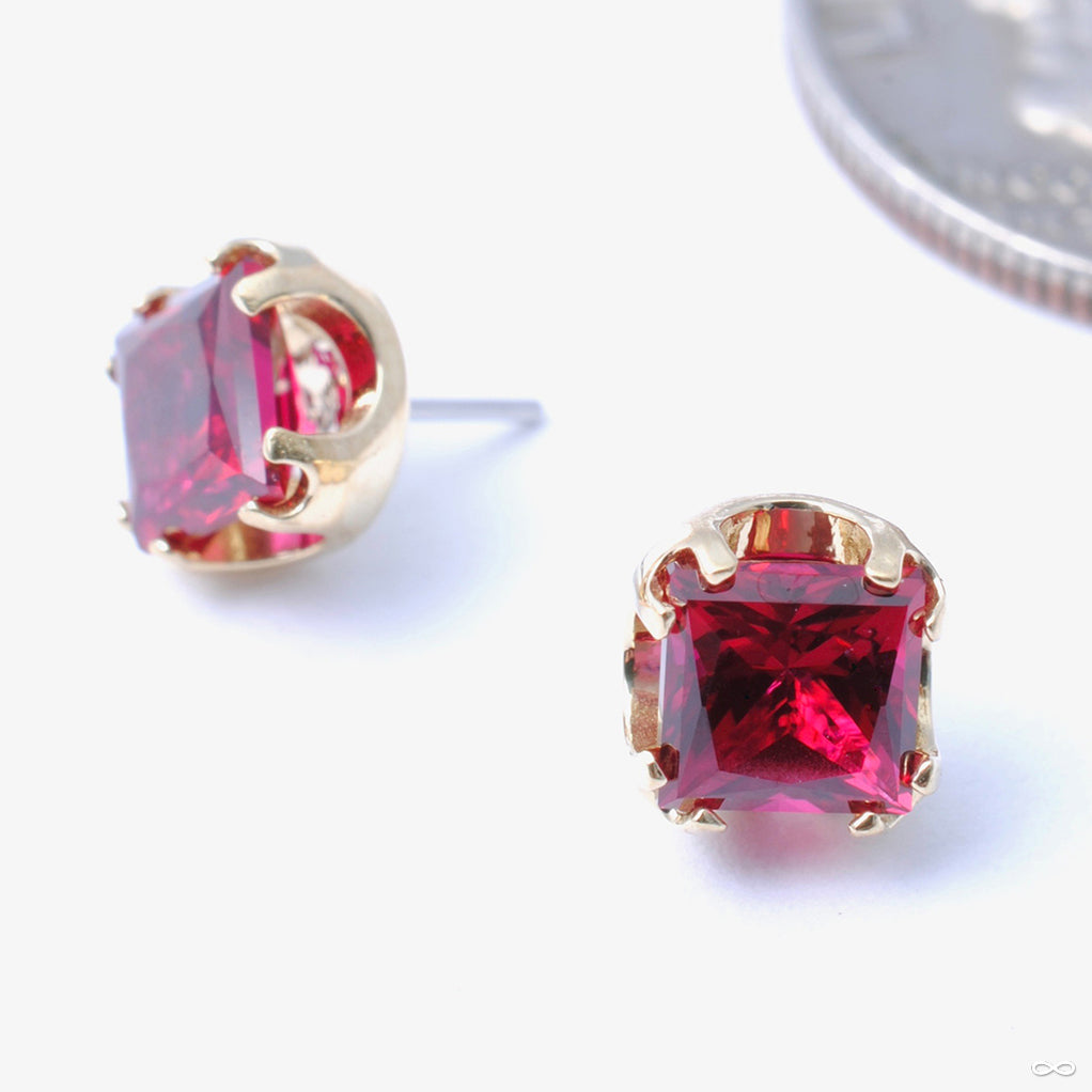 Princess-cut Gem Press-fit End in Gold from Anatometal — Infinite Body ...