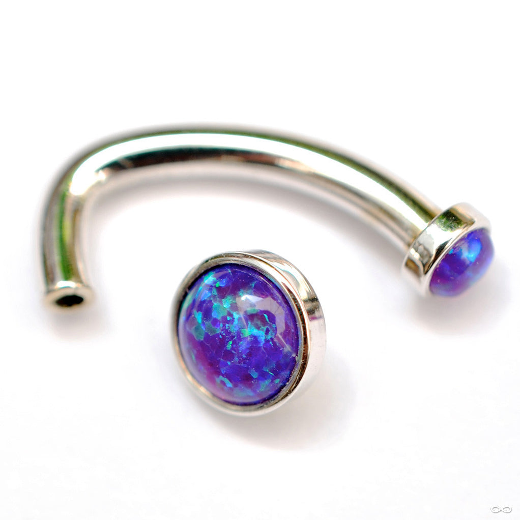 Classic Cups J-Curve in White Gold with Purple Opals from BVLA — Infinite Body Piercing, Inc.