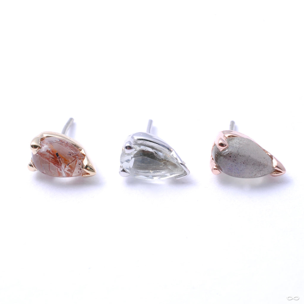 V-prong Pear Press-fit End in Gold from BVLA — Infinite Body Piercing, Inc.